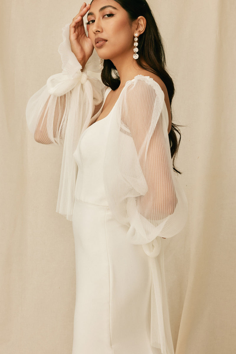 Crimped Tulle Bishop Sleeve – Lovenote Bride